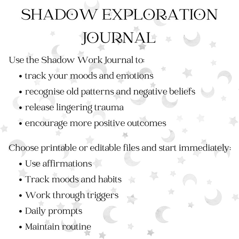 Shadow Work Journal | Digital Templates | Editable PDF | Printable US ...