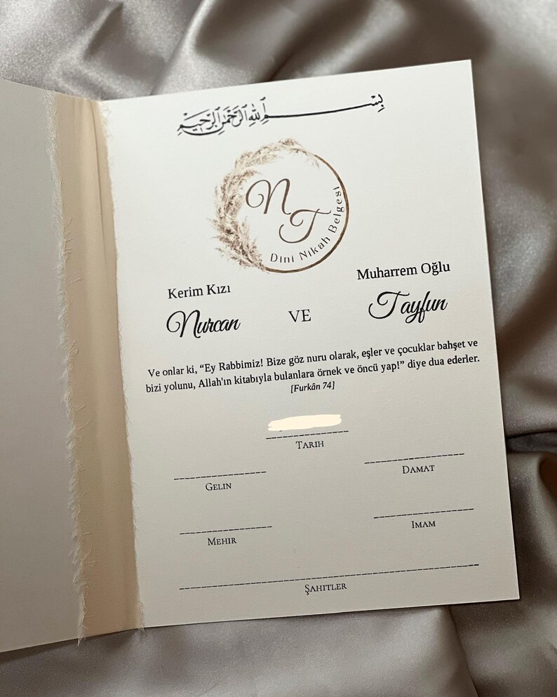 Dini Nikah Belgesi/islamic Marriage Certificate DIN A5 - Etsy