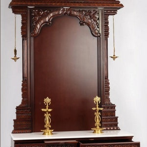 Wooden Frame With Pooja Mandir, Home Temple,carved Temple Pooja Ghar ...