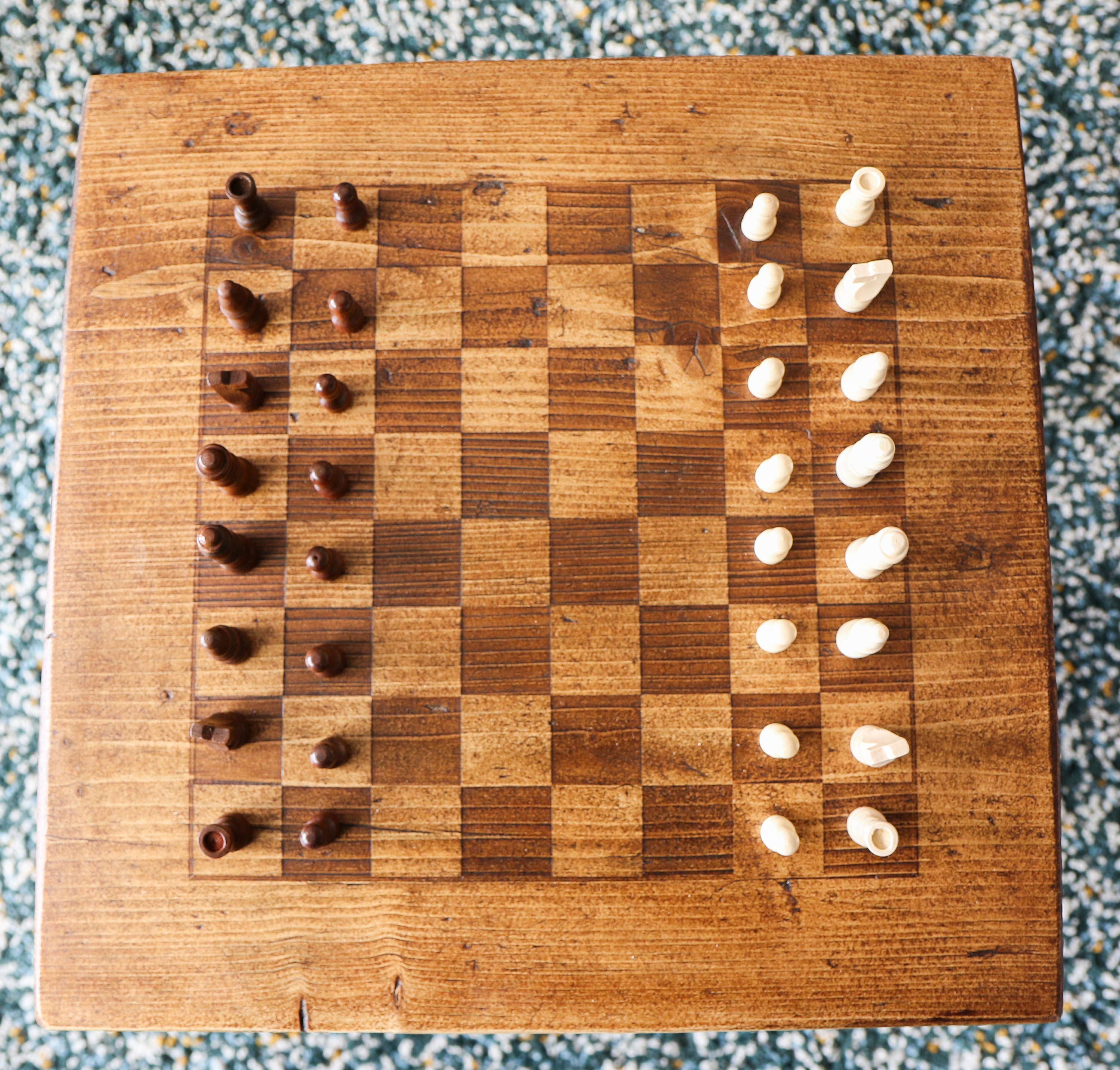Handmade Reclaimed Wood Chess Table With Shelf - Etsy UK