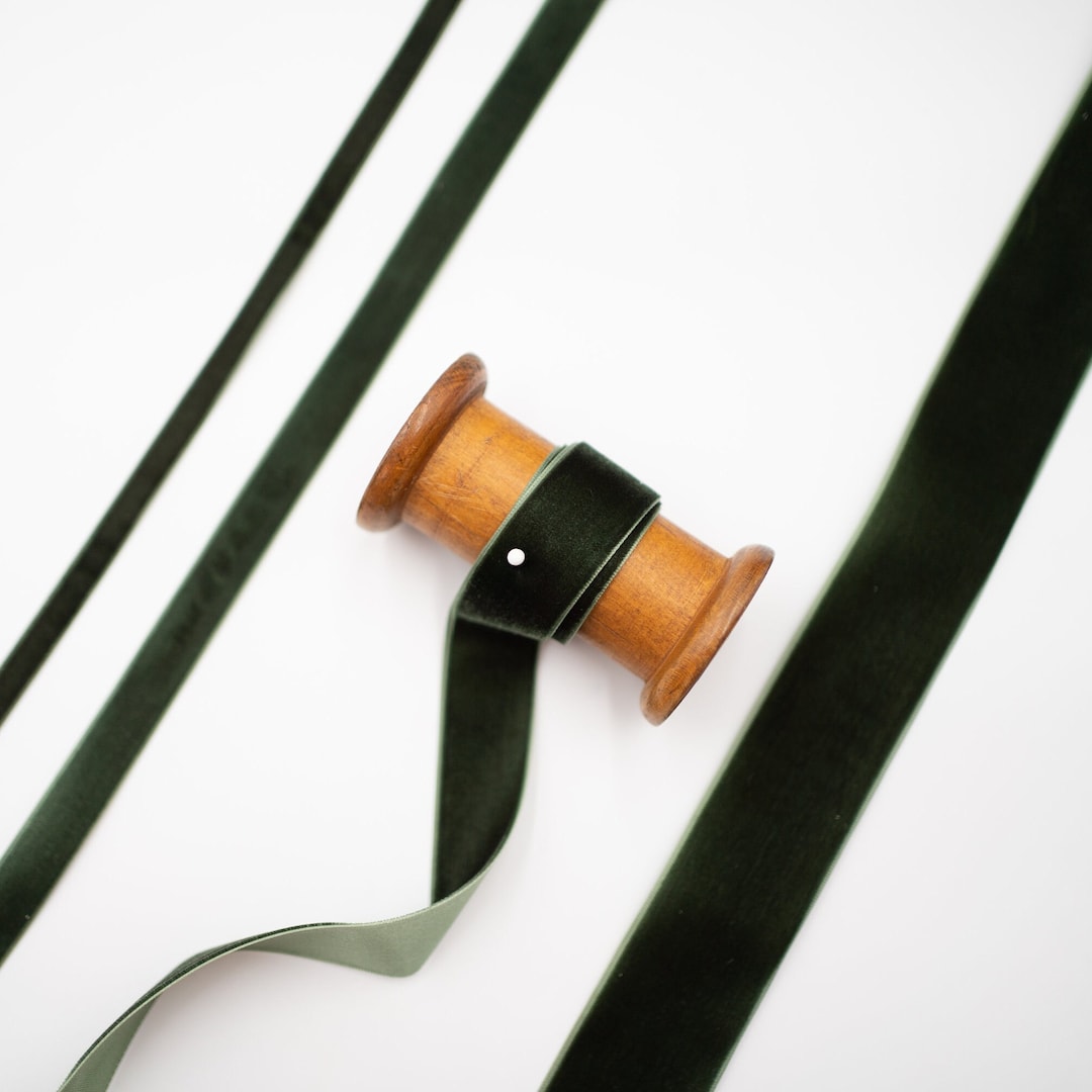 Dark Green Velvet Ribbon Luxury Premium Quality 9mm 16mm 22mm 38mm ...