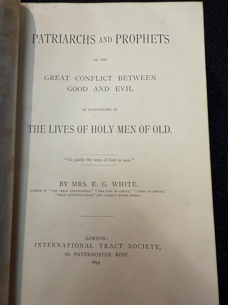 Antique Book- Patriarchs and Prophets or the Great Conflict Between ...
