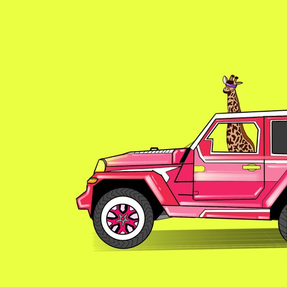 Animals in Automobiles Animal in Car Cute Animal Giraffe in - Etsy