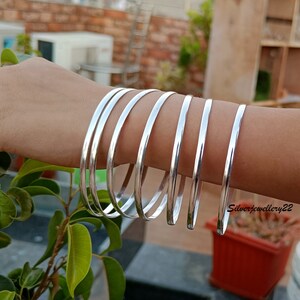 Beautiful Silver Bangles!handmade 925 Sterling Silver Bangle Set!simple ...