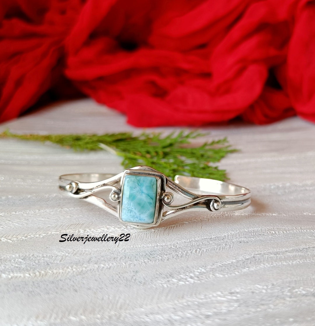 Larimar Bangle, Women Bangle, Gemstone Bangle, 925 Sterling Silver ...