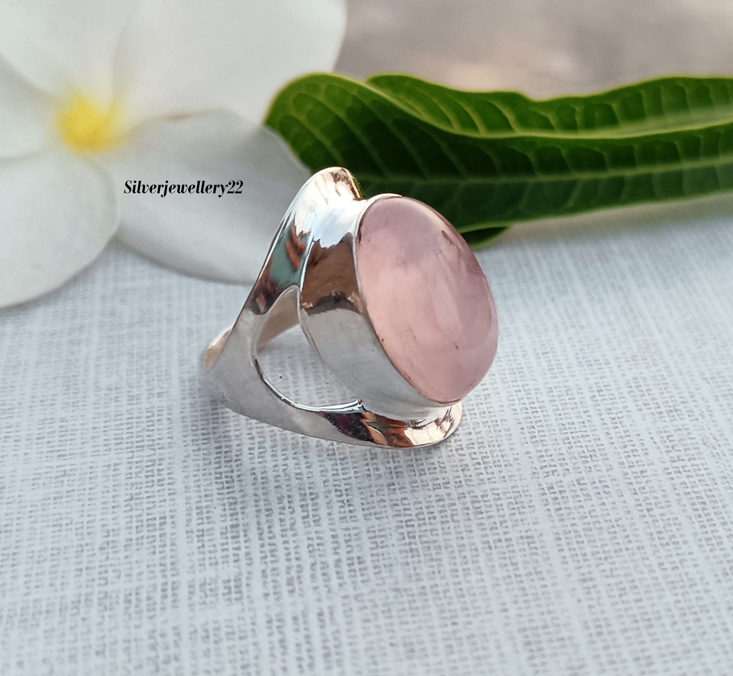 Sterling Silver Rose Quartz Ring: Handmade Gemstone Jewelry - Etsy