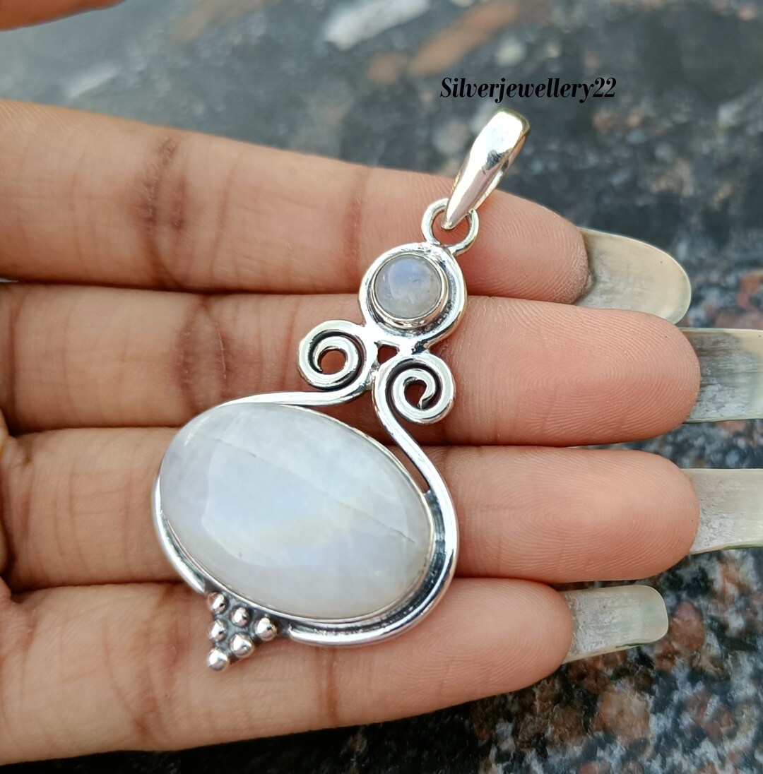Pure Moonstone Pendant, 925 Sterling Silver, Handmade Pendant, Gemstone ...