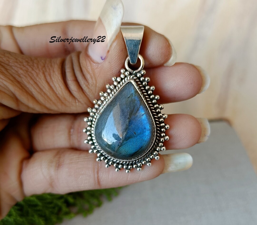 Labradorite Pendant, Silver Pendant, 925 Sterling Silver, Gemstone ...