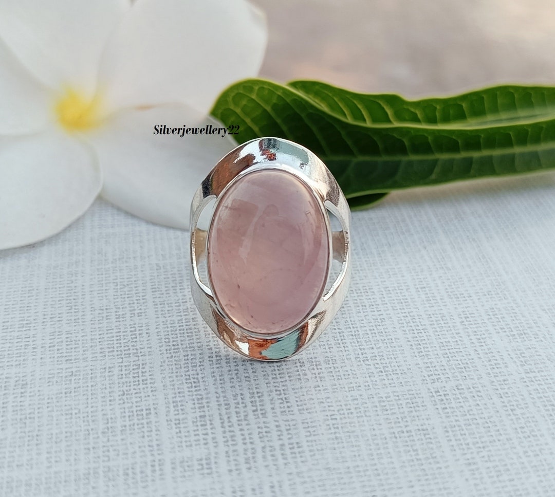 Sterling Silver Rose Quartz Ring: Handmade Gemstone Jewelry - Etsy