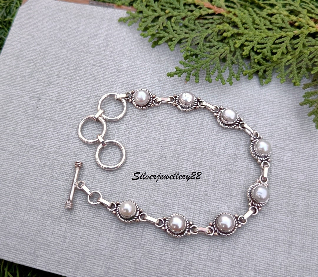 Pearl Bracelet, 925 Sterling Silver, Charm Bracelet, Gorgeous Bracelet ...