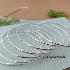 Beautiful Silver Bangles!handmade 925 Sterling Silver Bangle Set!simple ...