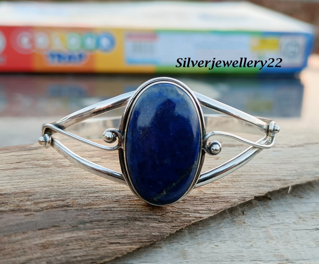 Lapis Lazuli Bangle, Gemstone Bangle, 925 Sterling Silver, Stylish ...