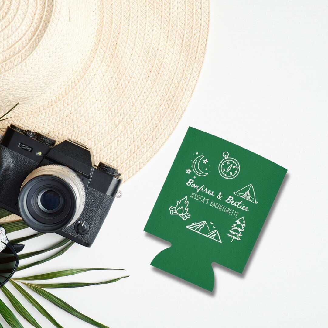 Custom Camping Party Favors Bonfires and Besties Can Cooler Party Favor ...