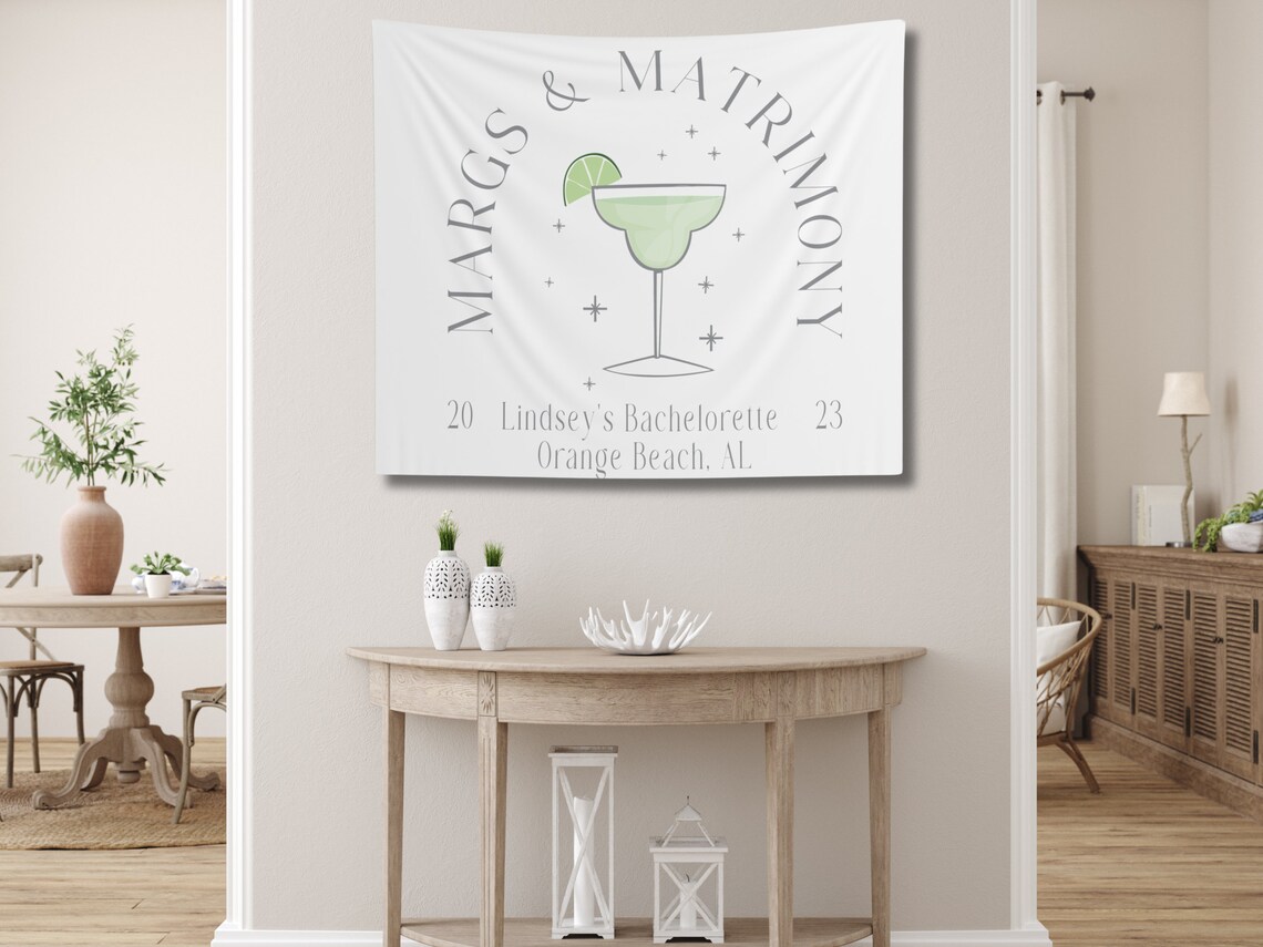 Margs and Matrimony Custom Welcome Sign for Bachelorette Fabric Photo ...