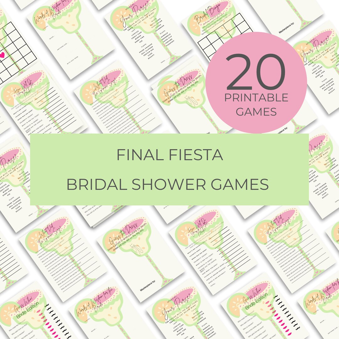 Final Fiesta Shower Games, Bundle of 20, Mexico Themed Bridal Shower ...