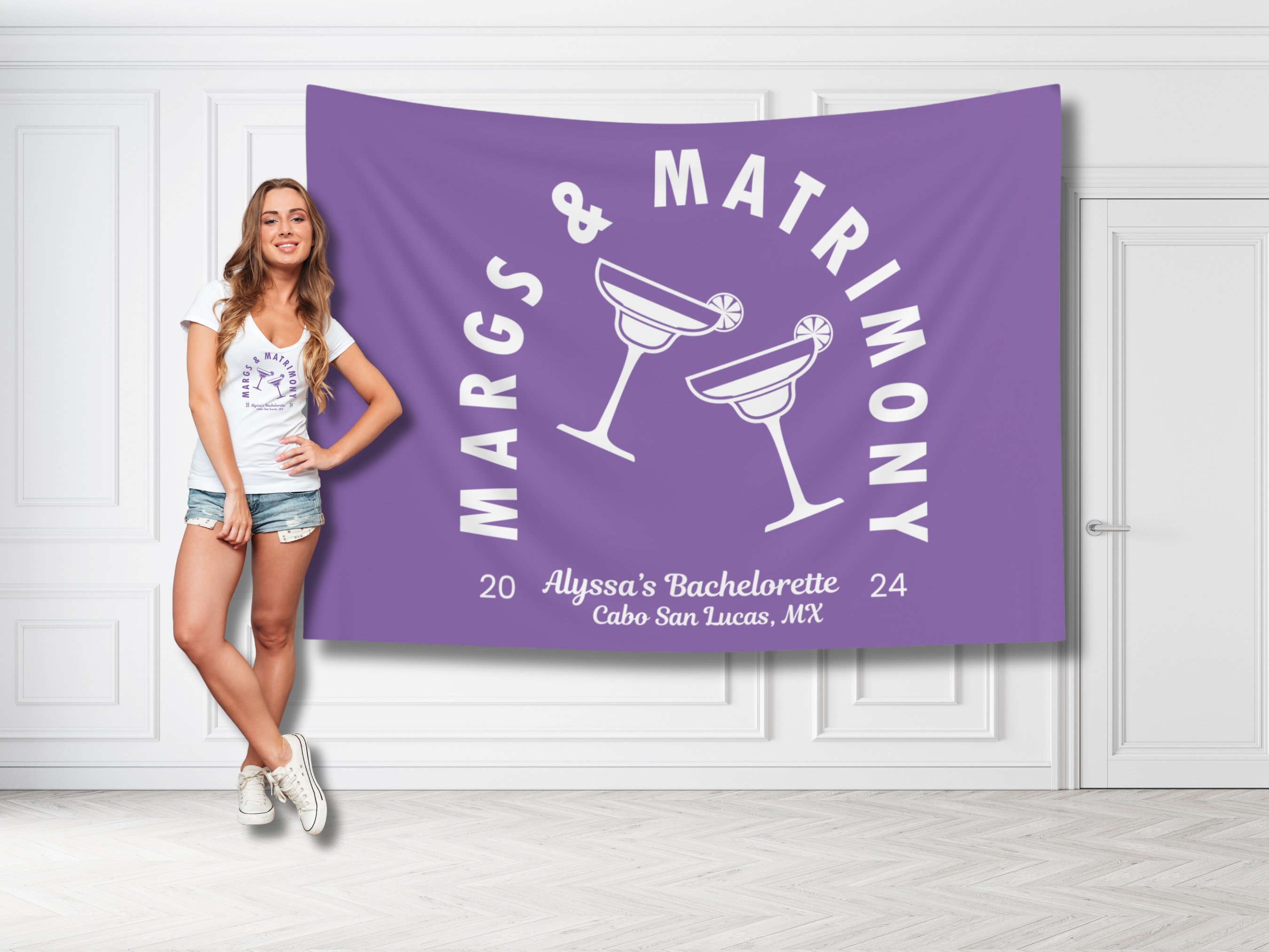Margs and Matrimony Custom Welcome Sign for Bachelorette Fabric Photo ...