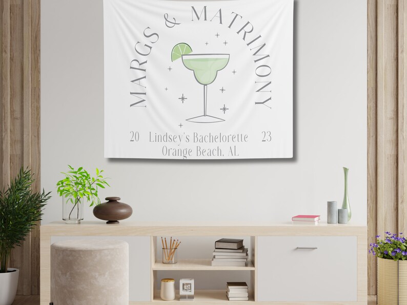 Margs and Matrimony Custom Welcome Sign for Bachelorette Fabric Photo ...