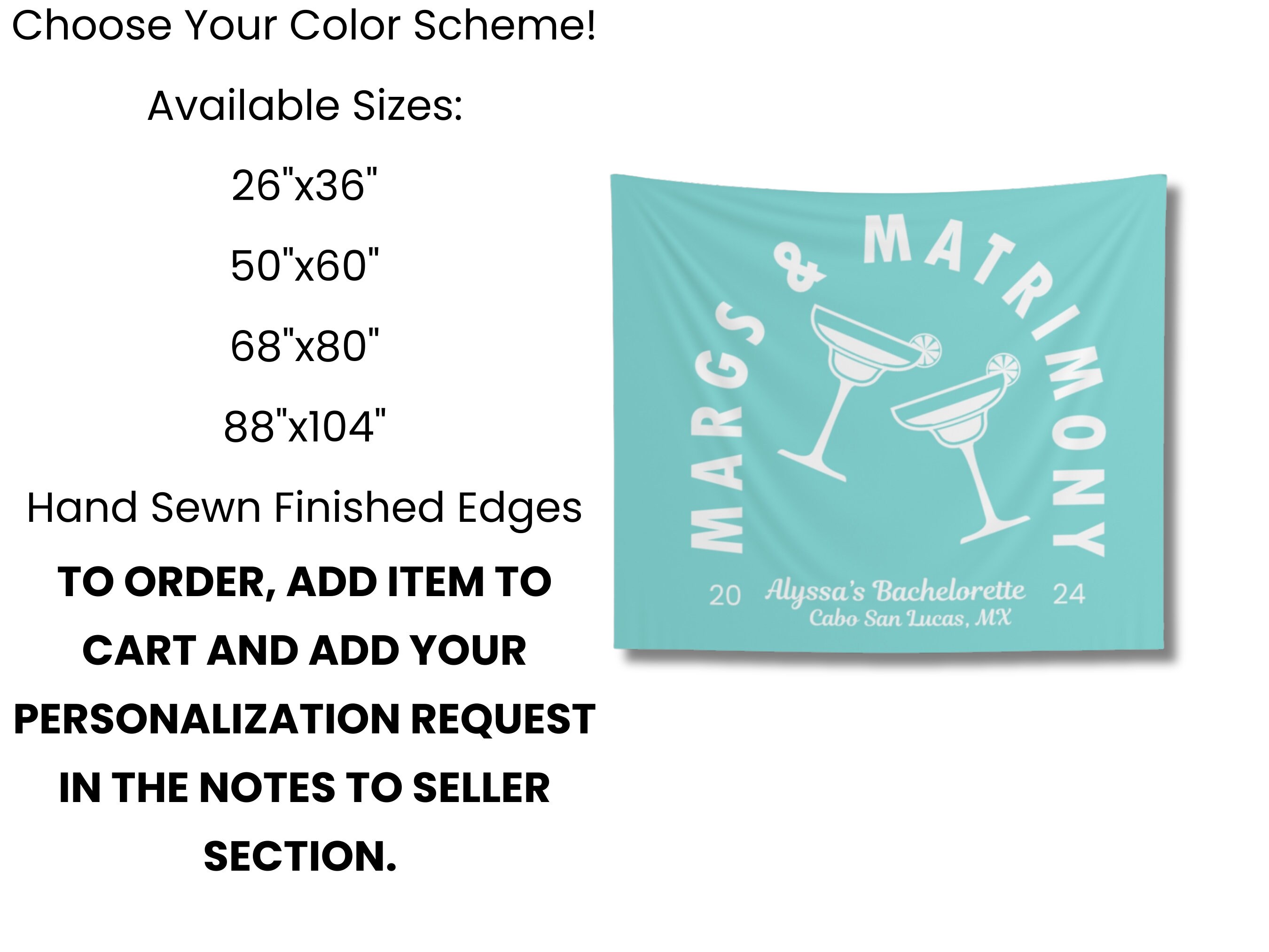 Margs and Matrimony Custom Welcome Sign for Bachelorette Fabric Photo ...