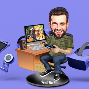 Personalized Gamer Caricature Trinket, Gamer Gift, Custom Wooden ...