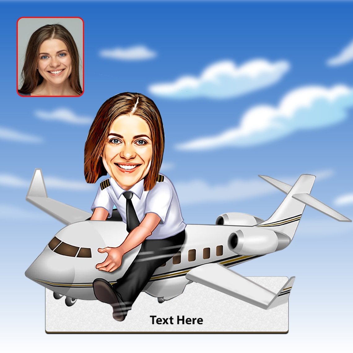Personalized Female Pilot Caricature Trinket Cartoon Pilot - Etsy