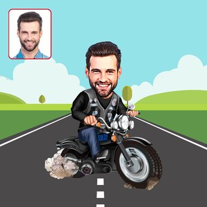 Personalized Motorcycle Wall Art, Biker Caricature Digital Download ...