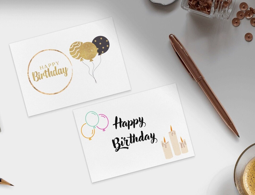 Simple Happy Birthday Cards Set of 3 Digital Download A6-format - Etsy