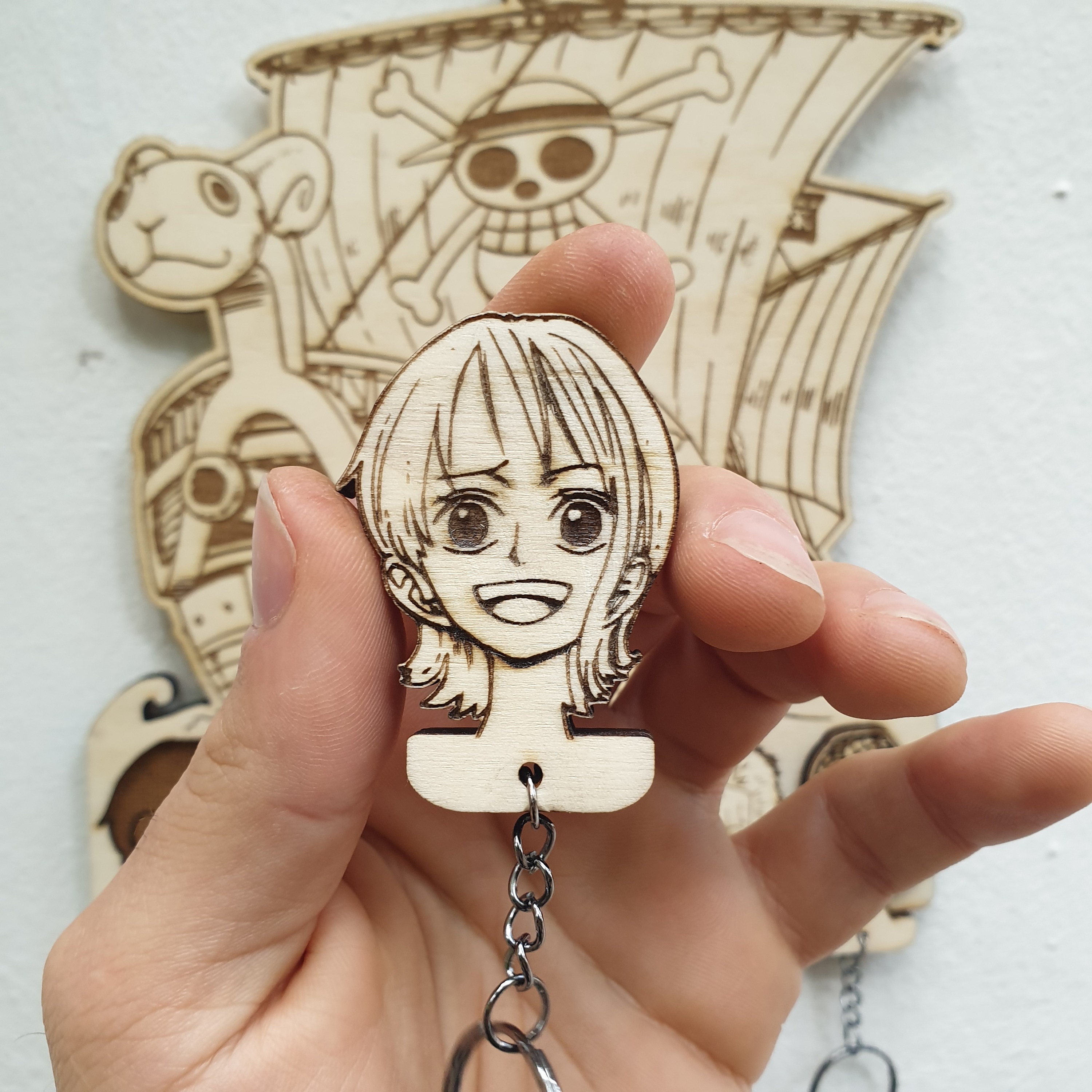 One Piece Keychain, Wooden Anime Keychain Pirates, Monkey D. Luffy ...