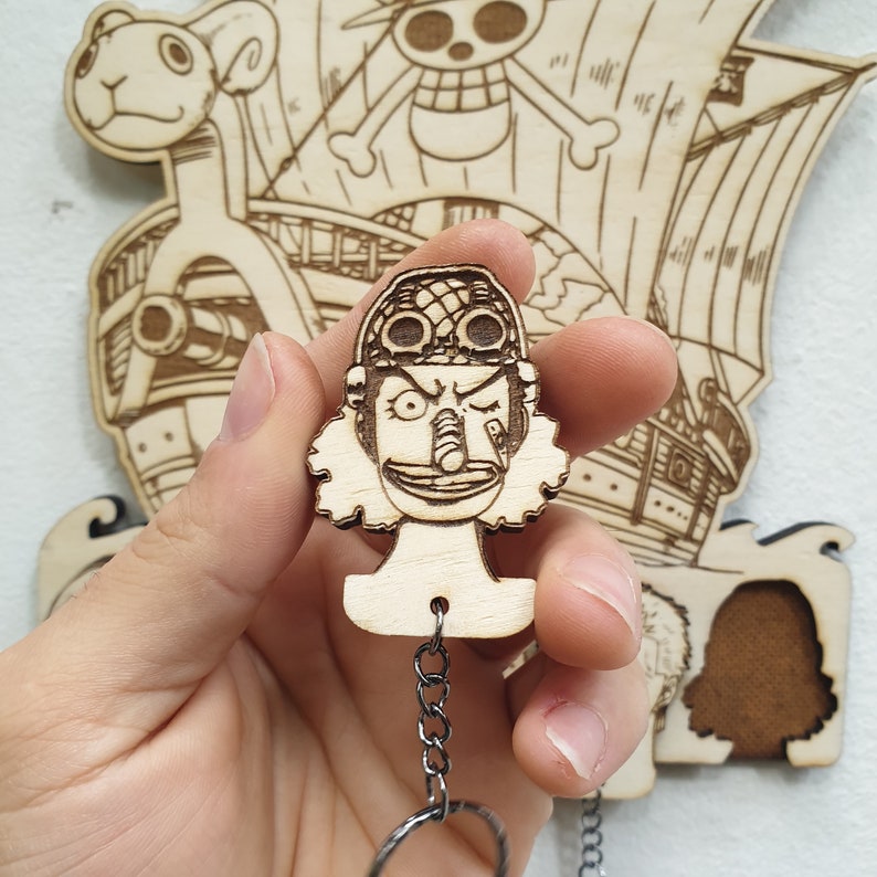 One Piece Keychain, Wooden Anime Keychain Pirates, Monkey D. Luffy ...