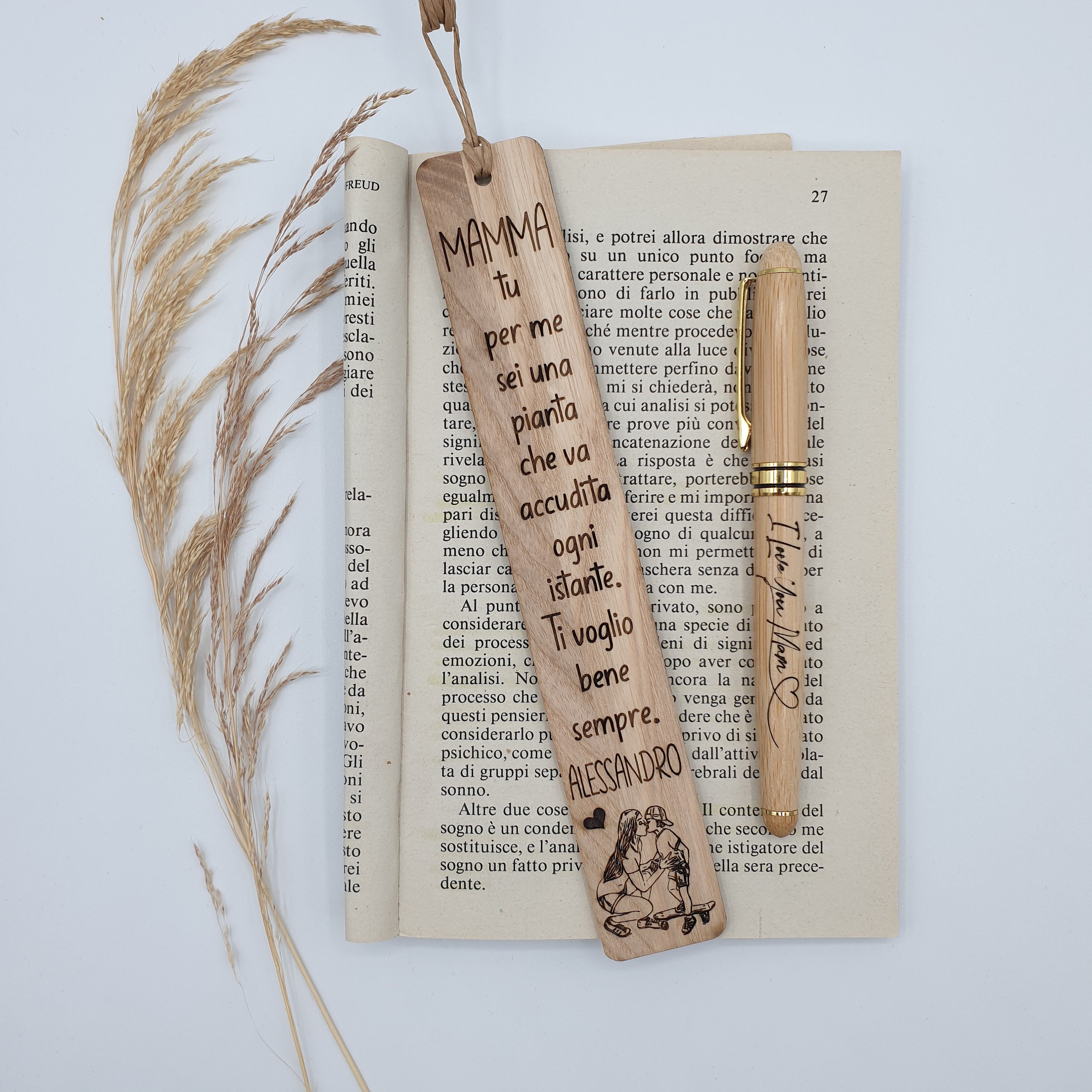 Personalized Wooden Bookmark, Personalized Pen, Friend Gift, Ballpoint ...
