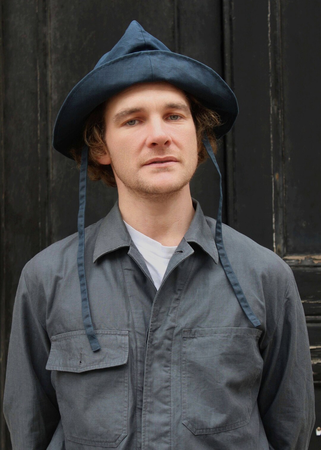 Gleaner in Engineer Blue Waxed Cotton Designer Avant Garde Unisex ...