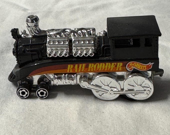 1995 Hot Wheels Rail Rodder Train Engine Black and Chrome 1:64 Die Cast ...