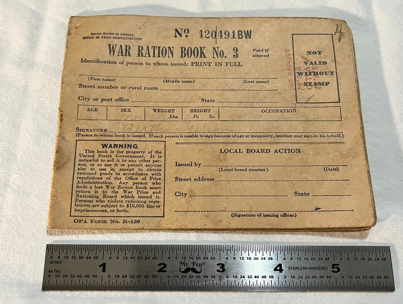 WWII-1943-U.S. Civilian War Ration Book-book Number Three - Etsy