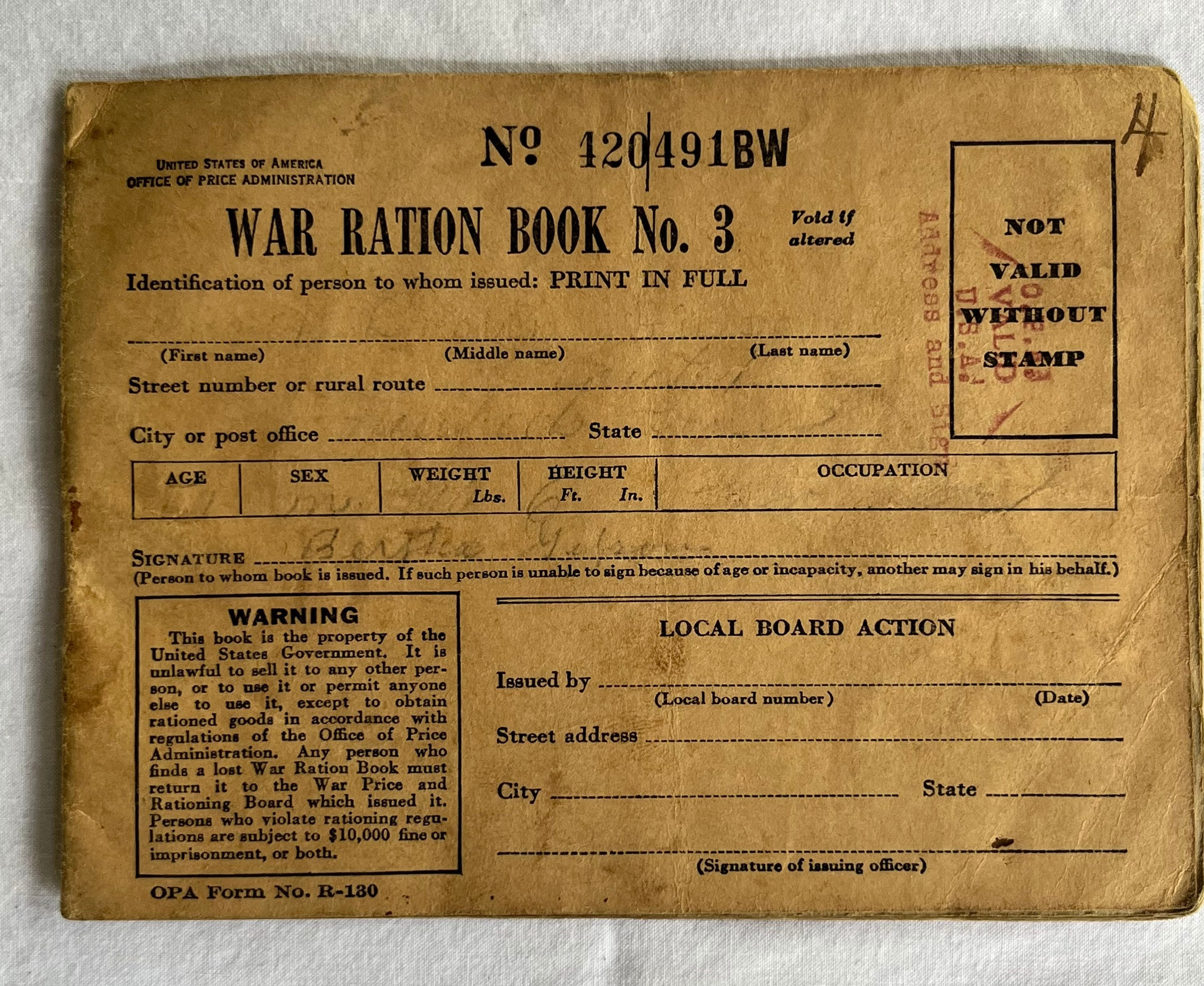 WWII-1943-U.S. Civilian War Ration Book-book Number Three - Etsy