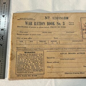 WWII-1943-U.S. Civilian War Ration Book-book Number Three - Etsy