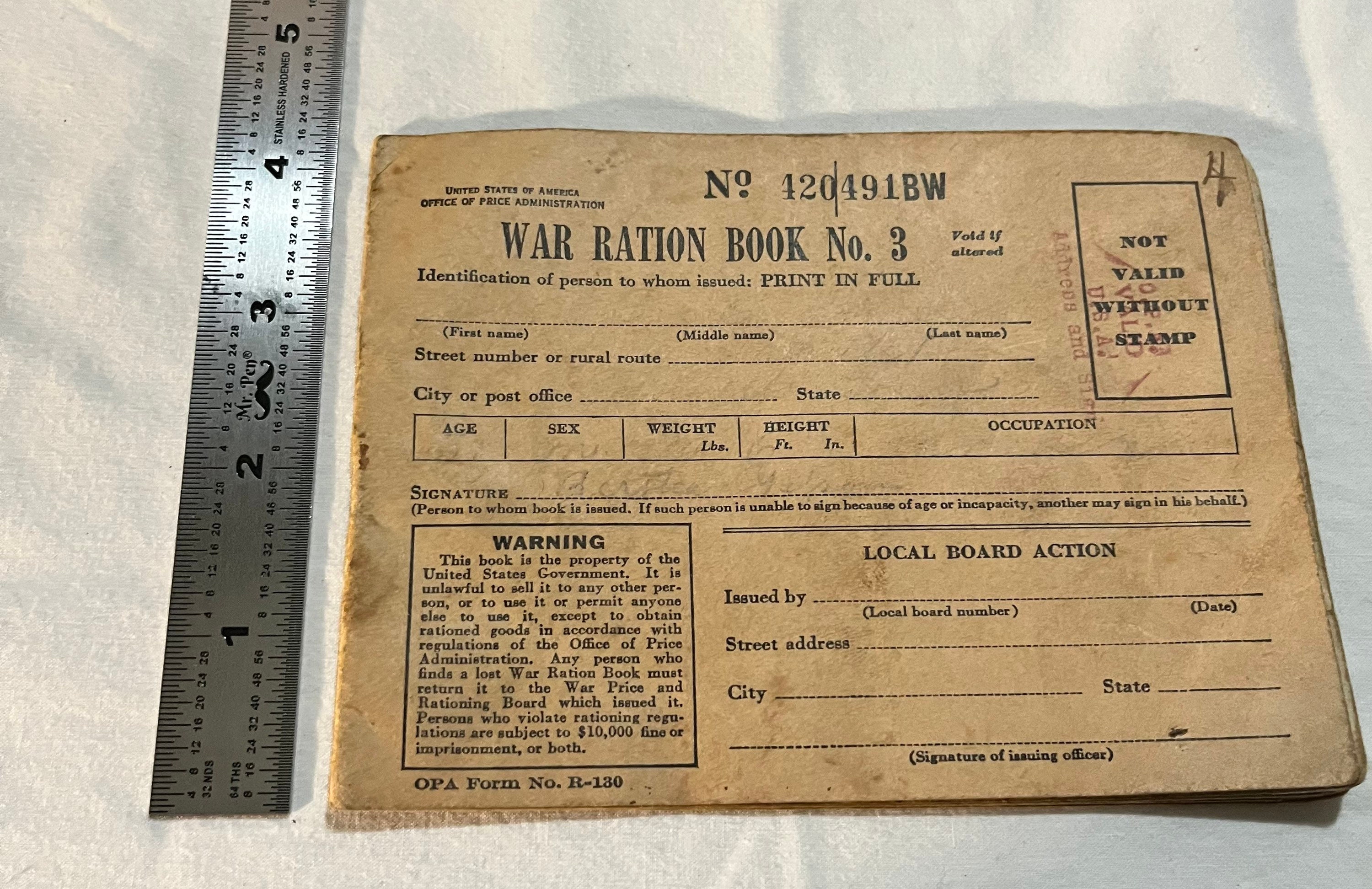 WWII-1943-U.S. Civilian War Ration Book-book Number Three - Etsy