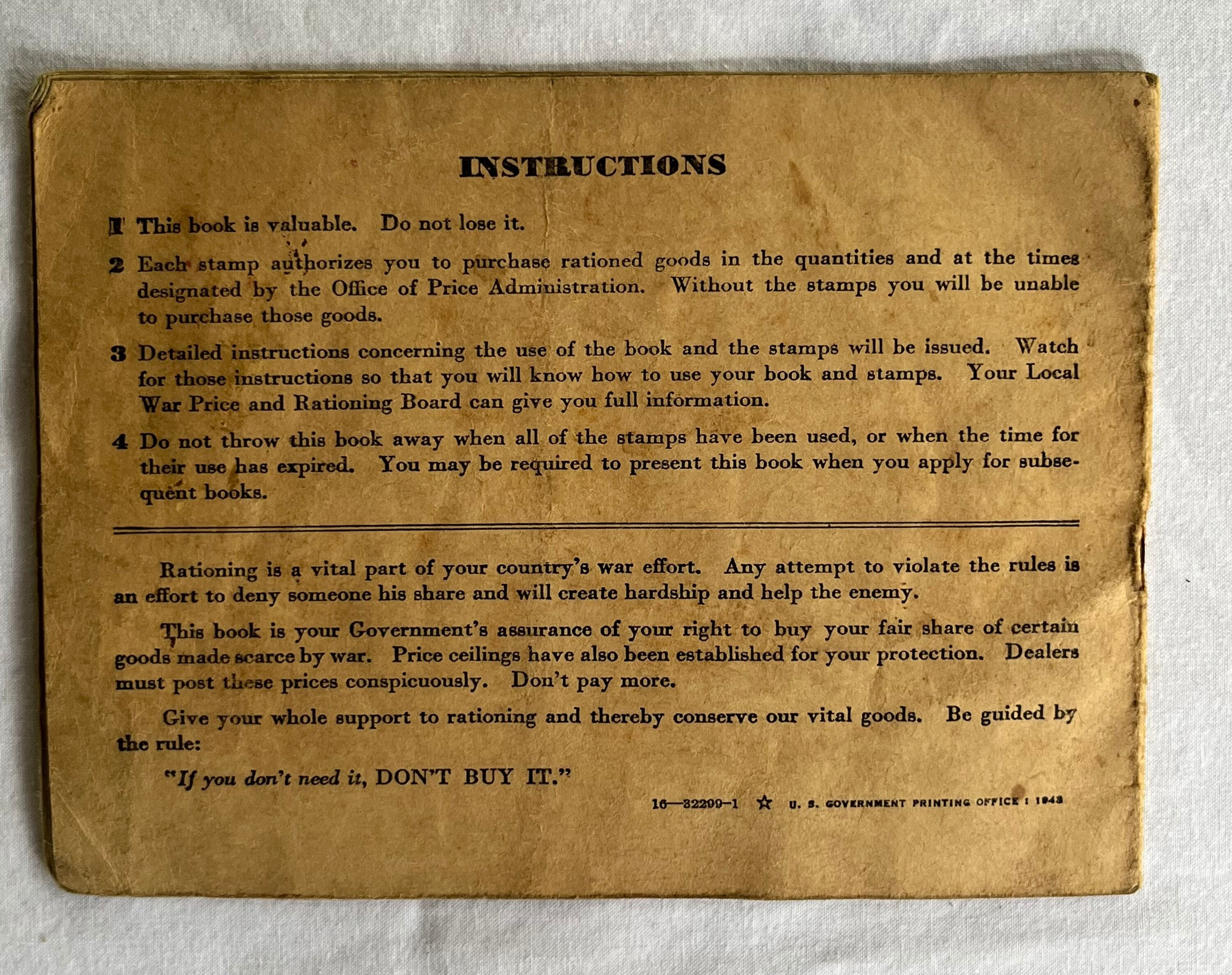 WWII-1943-U.S. Civilian War Ration Book-book Number Three - Etsy