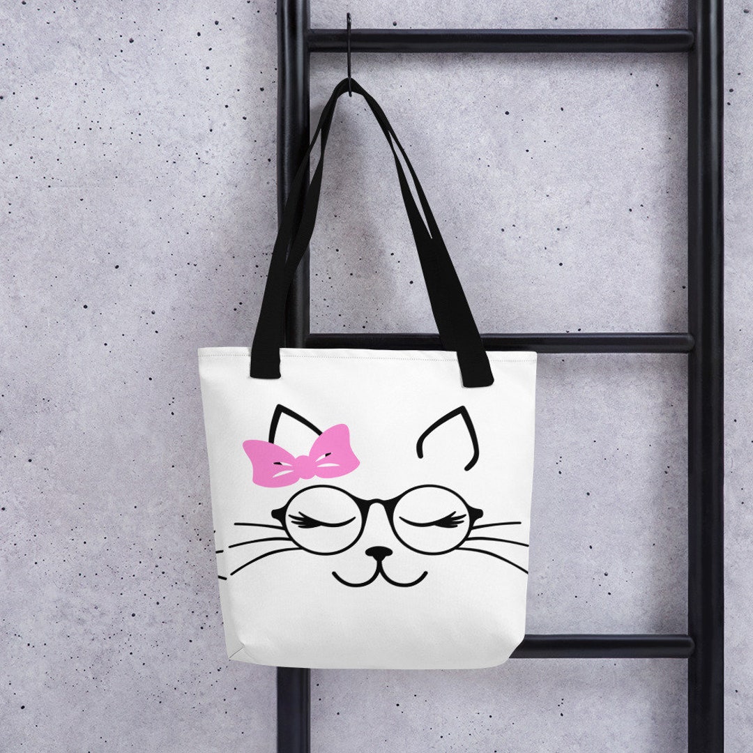 Cat Face Tote Bag, Cute Cat Lover Gift, Cat Lady Fashion, Cat Print ...