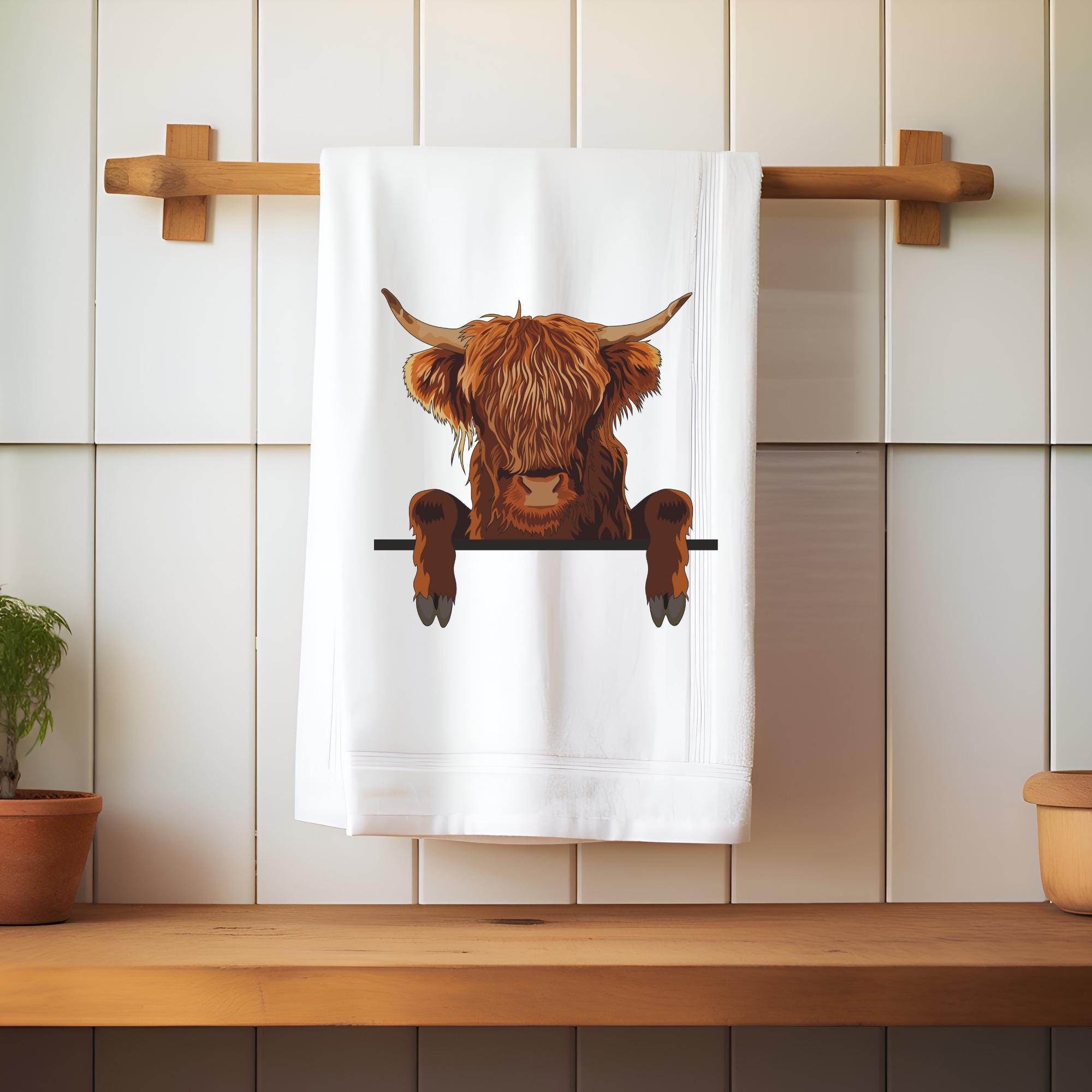 Highland Cow Tea Towel Farming Kitchen Towel Cowgirl Highland Cow Love ...