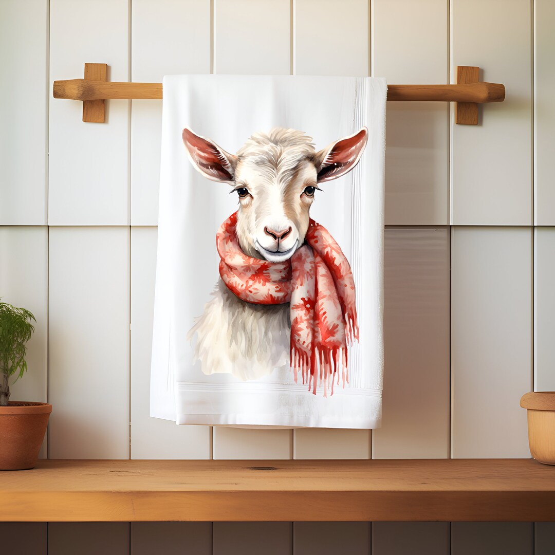 Tea Towel Goat Scarf, Farm House Home Decor, Gift for Goat Lover, Gift ...