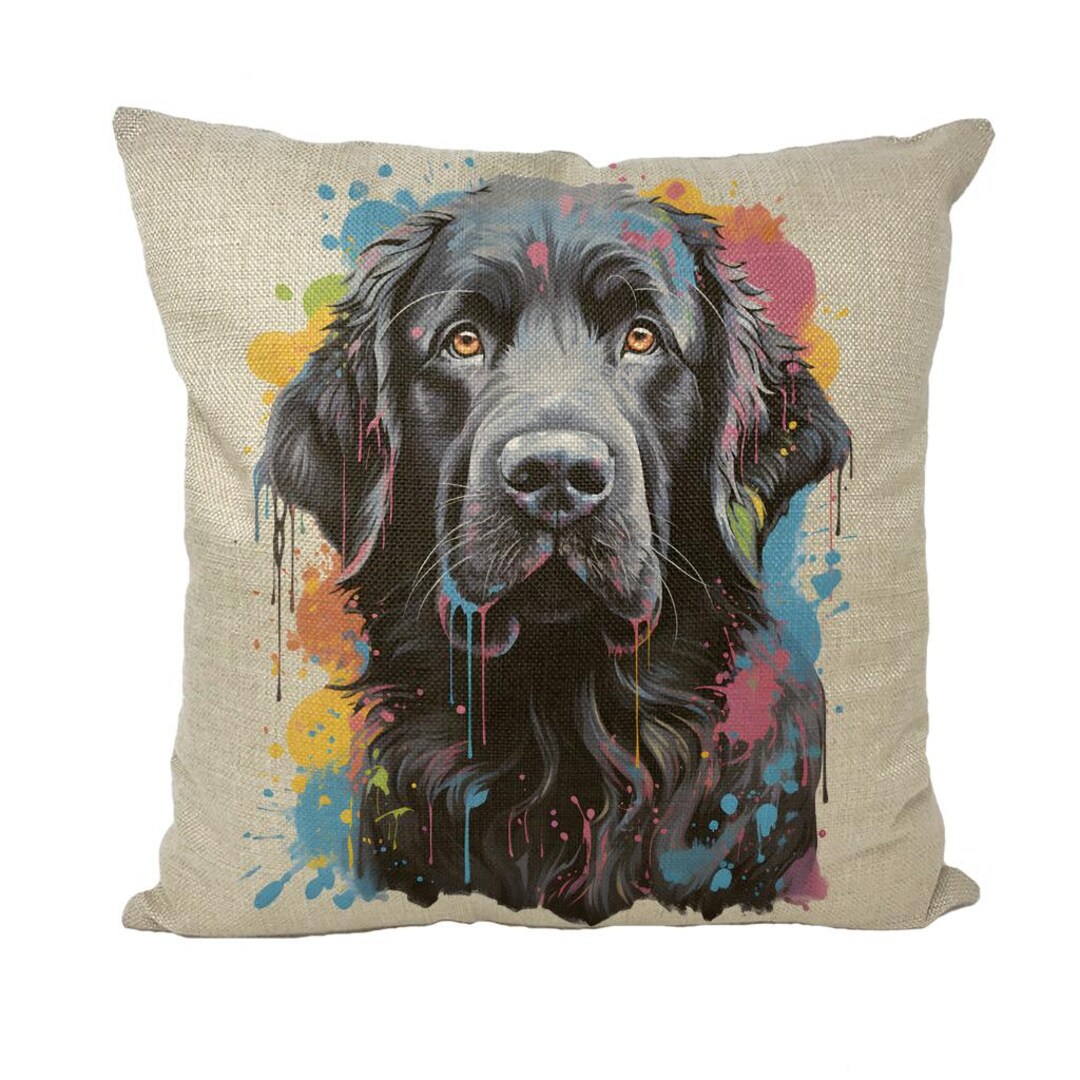 Newfoundland Dog Colourful Throw Pillow With Insert, Perfect Gift for ...