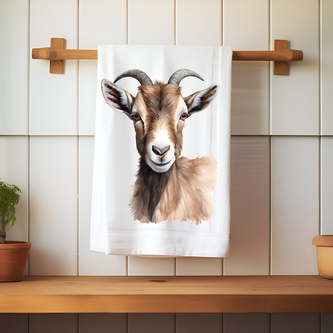 Tea Towel Goat Watercolour, Farm House Home Decor, Goat Lover Gift ...