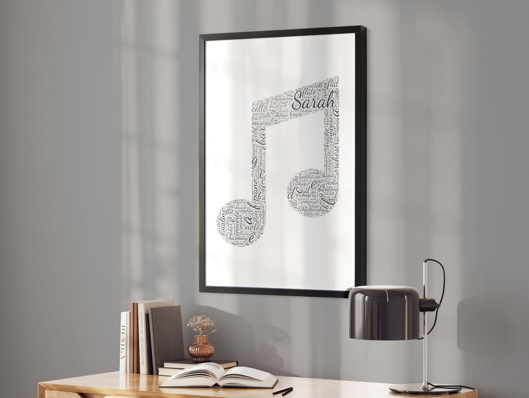 Personalised Musical Note Word Art Print Bedroom Living - Etsy