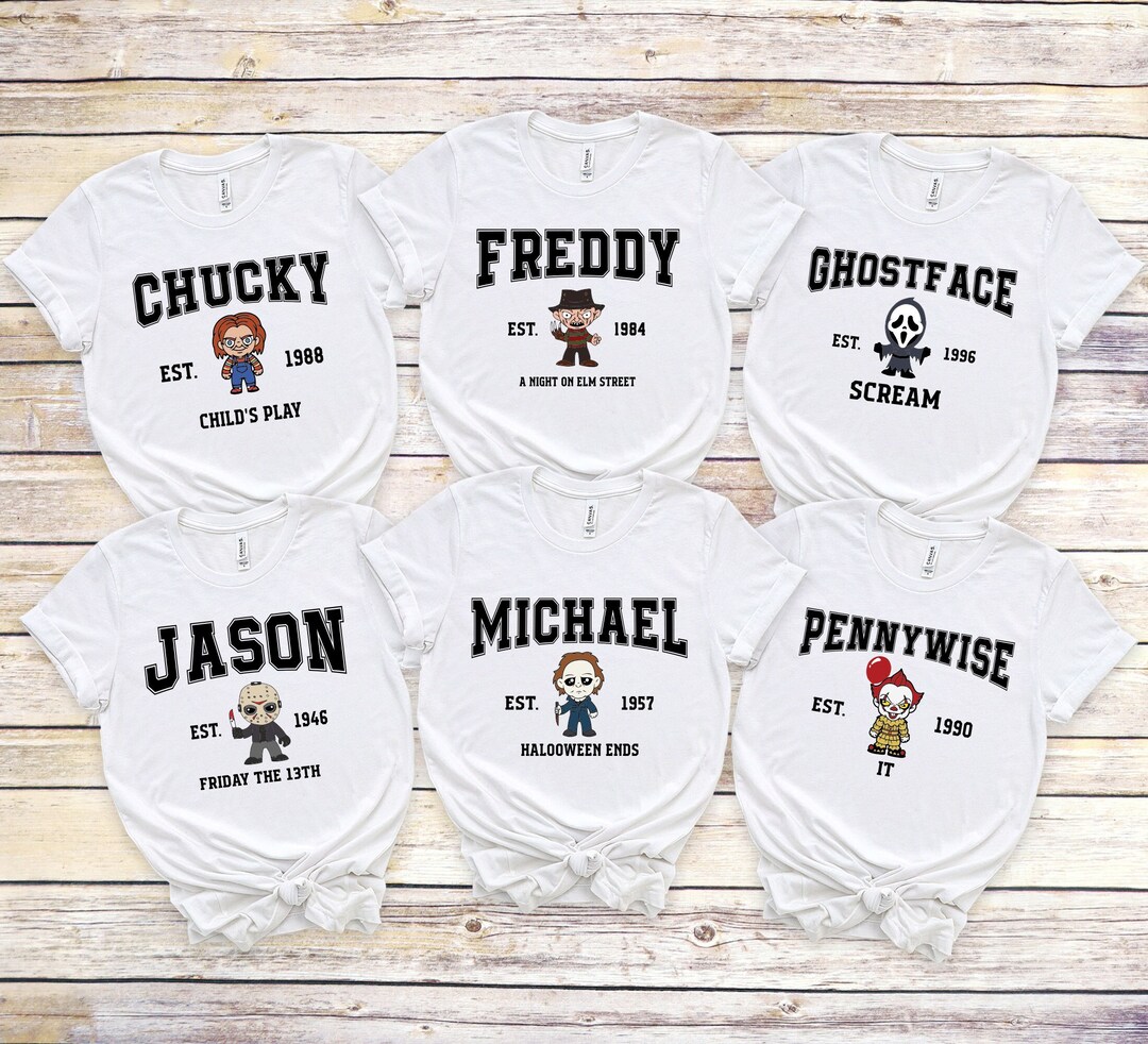 Horror Movie Characters Est Shirts Halloween Chucky Freddy - Etsy