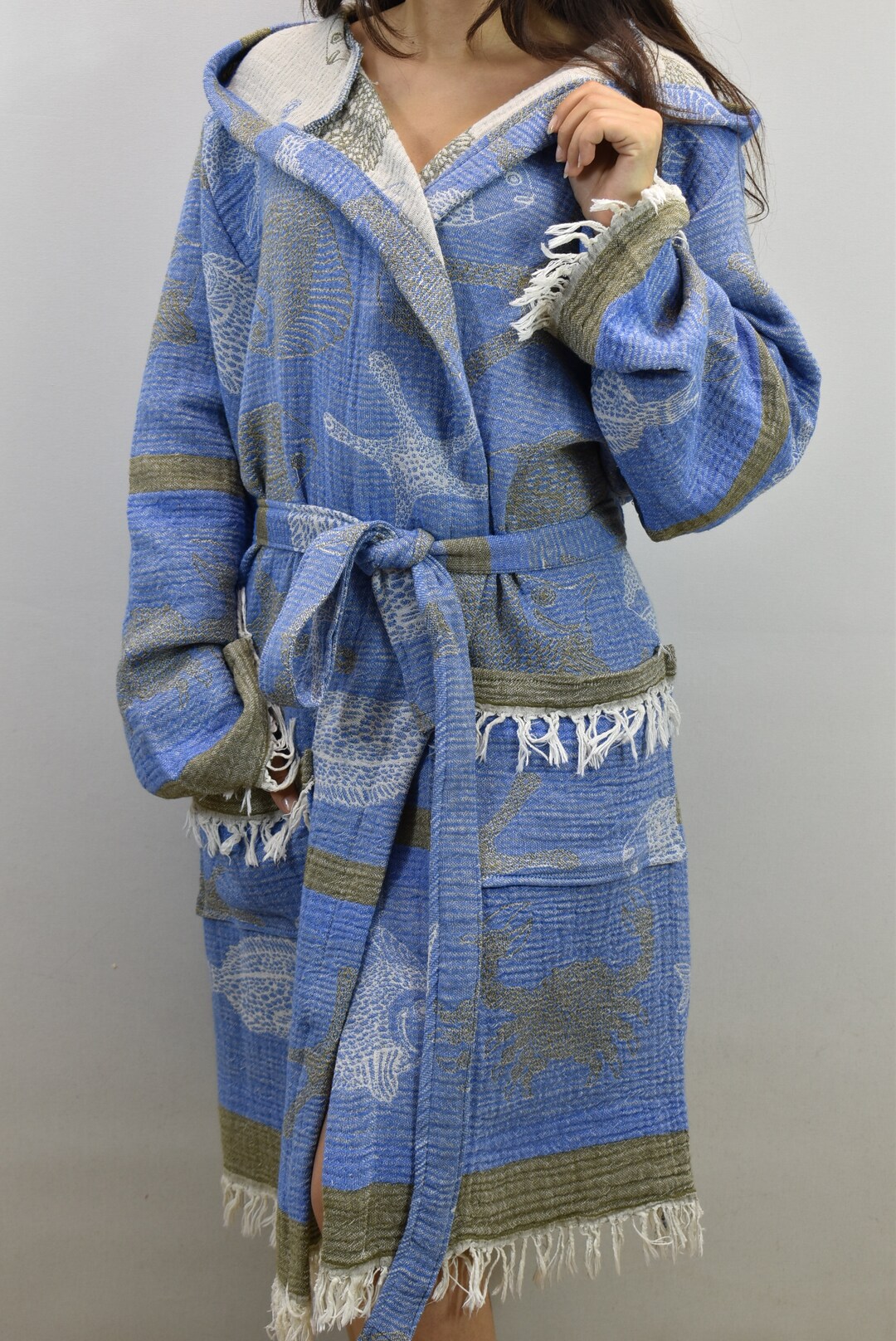 Robe for Men, Cotton Morning Gown, Absorbent Beach Wear, Kimonos ...