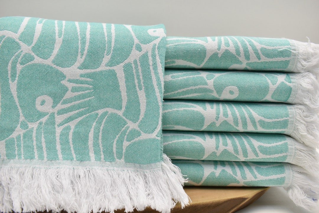 Fish Pattern Towel, Turkish Towel, Personalized Towel, 36 X 68 Inch ...