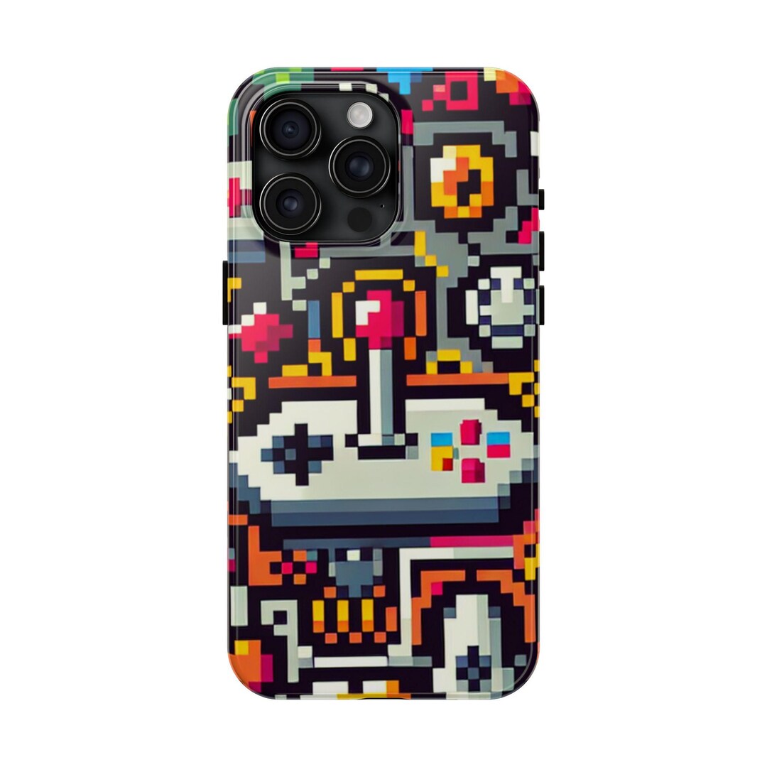 Retro Gaming Phone Cases, Pixel Art Arcade Joystick Heart 8-bit Pattern ...