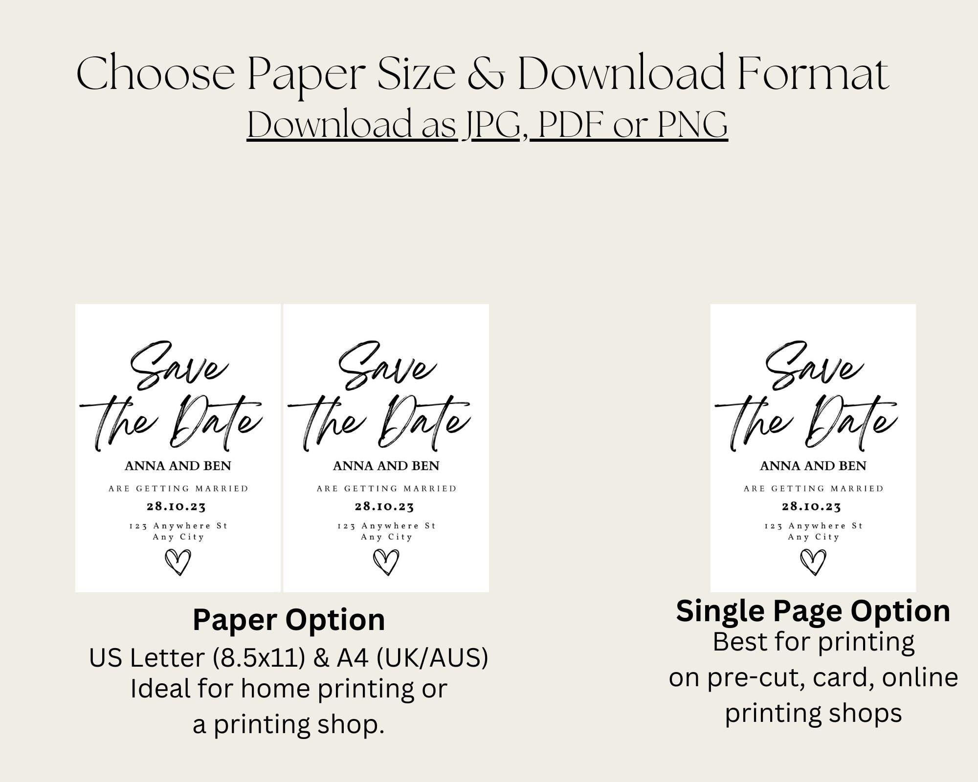 Minimalist Save the Date Card, Wedding Save the Date, Remember the Date ...