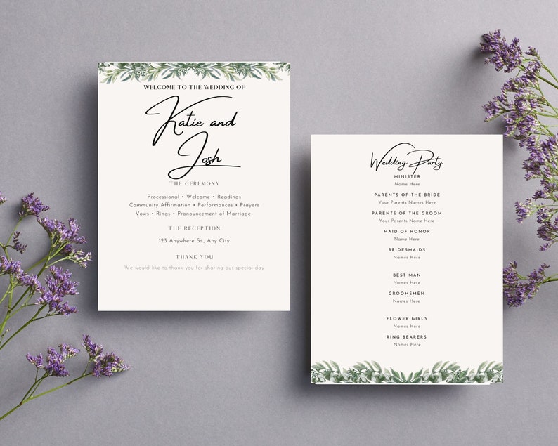 Wedding Program Template, Ceremony Program, Printable Program Instant Download, Editable ...