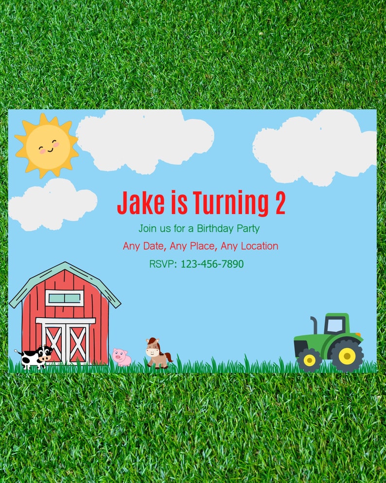 Farm Birthday Party Invitation Template, Barnyard Party, Animal Farm ...