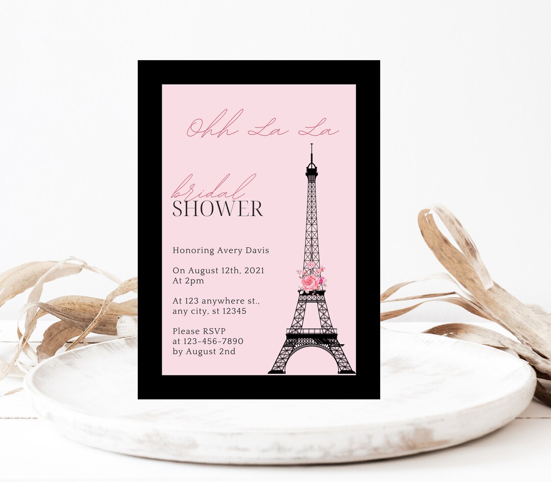 Bridal Shower Paris Theme Invitation Template, Bridal Brunch Invitation ...